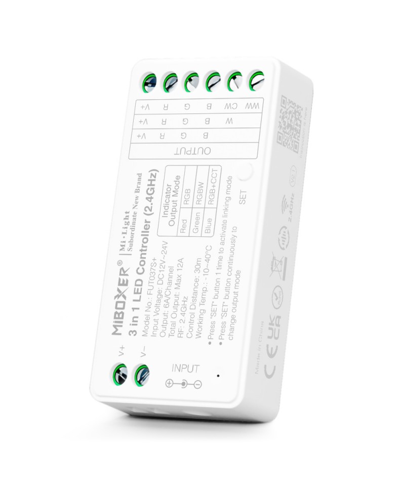 Δέκτης σήματος 3σε1 RGB/RGBW/RGBCCT 12V-24V 12A